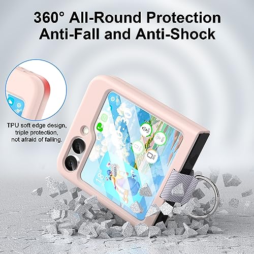 DAKORIE for Samsung Galaxy Z Flip 5 Case with Ring Shockproof Silicone Protective Cover Flip Z 5 Phone Case for Galaxy Z Flip 5 5G 2023 - Pink
