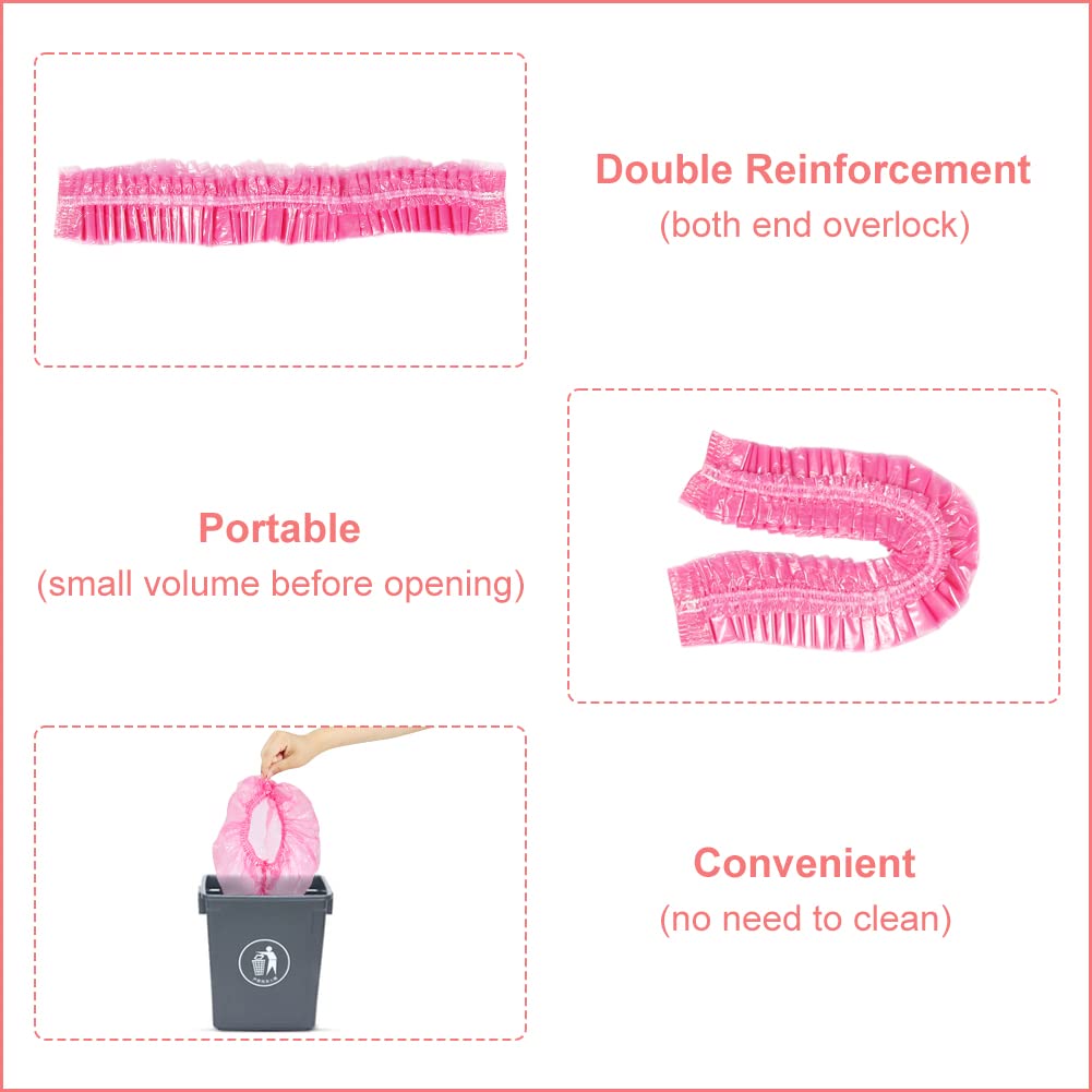 Shintop Disposable Shower Caps for Women,100 Packs Hair Caps Individually Wrapped with Large Elastic Bath Cap for Home, Hotel, Hair Salon and Spa (Pink)
