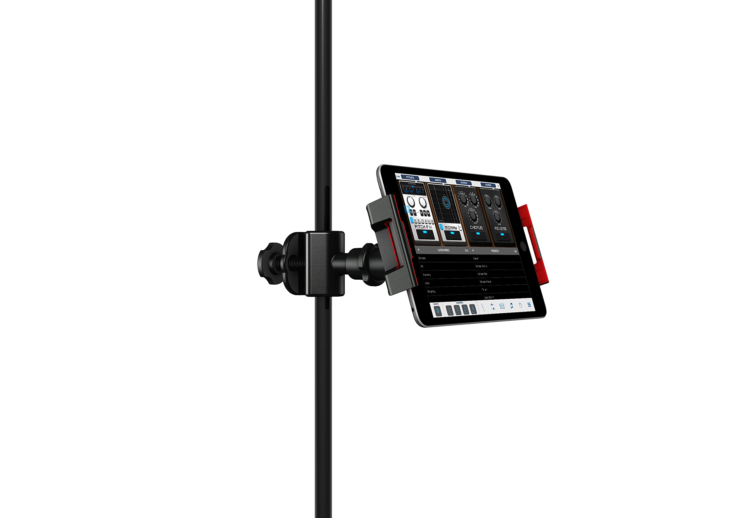 IK Multimedia iKlip 3 Tablet Holder for mic Stands, fits iPad and Android Tablets Between 7" to 12.9" with an Adjustable 360° Swivel and Soft-Touch fit