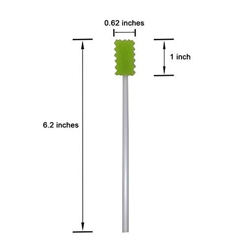 MUNKCARE Treated Oral Swabs with Dentifrice- Flavored Dental Swabs Individually Wrapped Fruit Green Tooth Shape for Oral Cavity Cleaning Sponge Swab, Box of 100 Counts