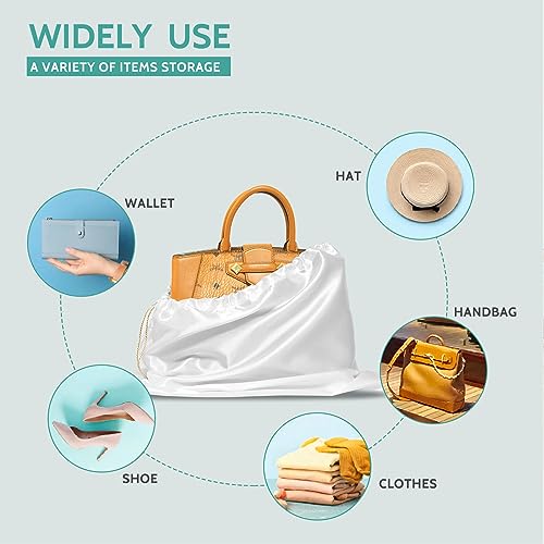 8 Pcs Silk Purse Organizer Dust Cover Drawstring Bags Shoe Bag for Travel Satin Dust Bags for Purses Handbags Shoes Boots,White(19.6 * 15.7 in)