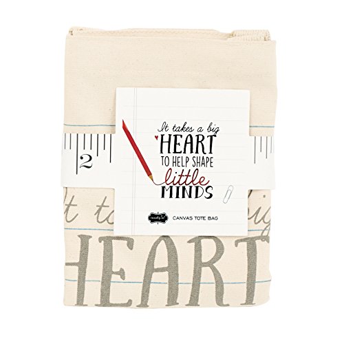 Mud Pie 4035006H Heart Teacher Canvas Tote