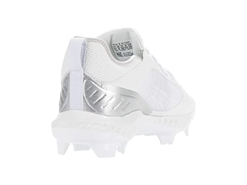 adidas Women's FV9043 Baseball Shoe, Footwear White/Silver Metallic/Grey One, 7