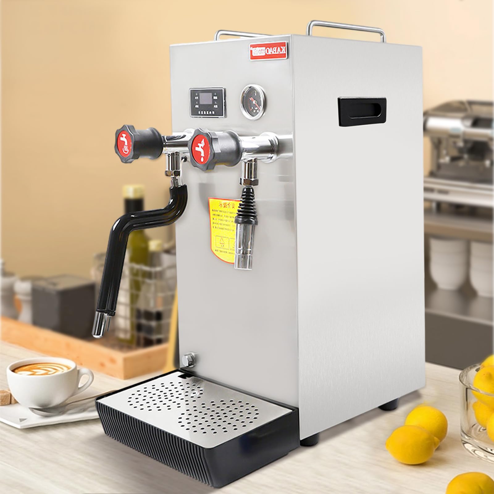 8L /2.1 Gal Commercial Milk Frother Multi-purpose Automatic Steam Milk Foam Machine 2500W for Coffee Shop, Bar, Milk Tea Shop