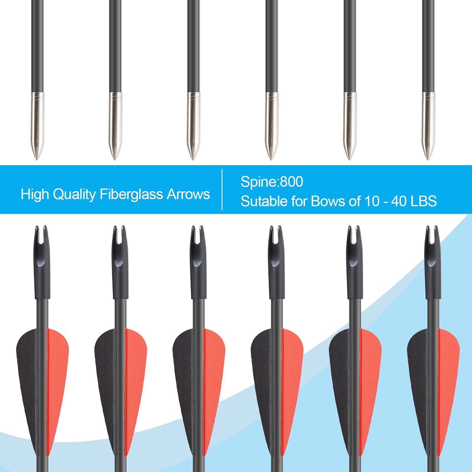 Aimdor Fiberglass Arrow 12 Pcs 30 Inch Targeting Practice Arrows Safety Arrows Hunting Arrows for Recurve Bow Compound Bow Beginner Arrow Kids Arrows with Paper Target Arrow Puller and Target Nails