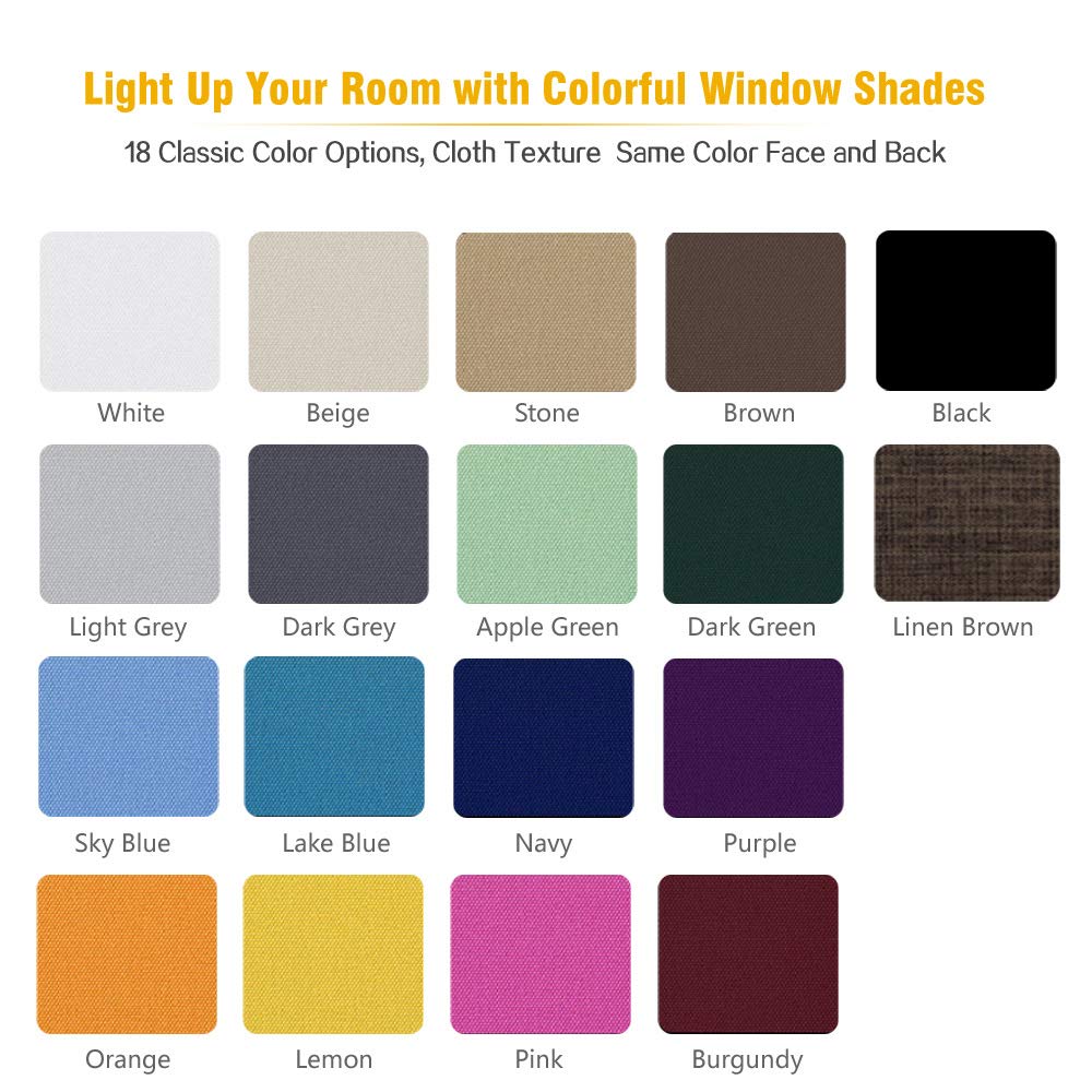 Blackout Cordless Window Roller Shades, Stone Custom Easy to Control Window Blinds with Spring Lifting System for Home, Windows, Doors, French Door