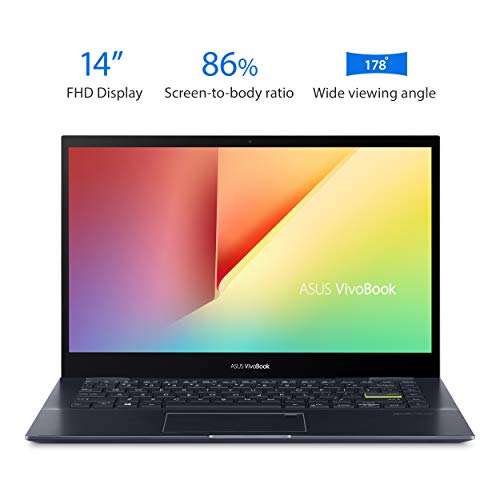ASUS VivoBook Flip 14 Thin and Light 2-in-1 Laptop, 14β FHD Touch Display, AMD Ryzen 5 5500U, 8GB RAM, 512GB SSD, Stylus, Fingerprint Reader, Windows 11 Home, Bespoke Black, TM420UA-DS52T