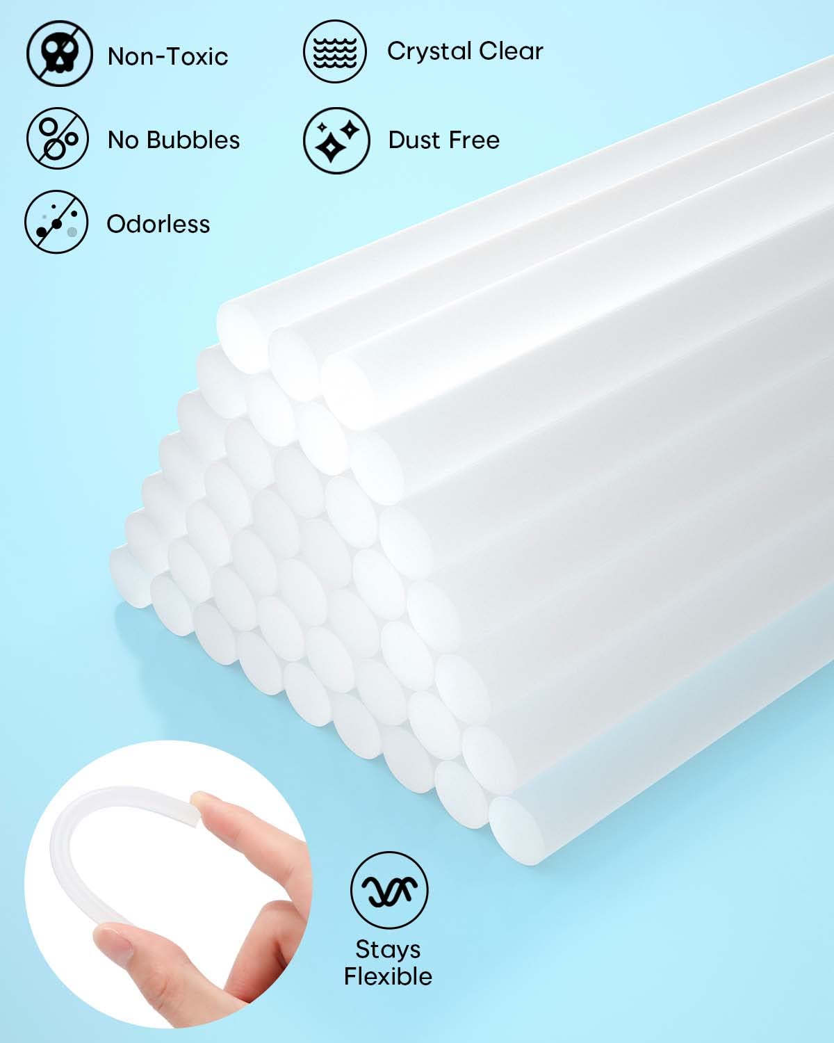 SHALL Mini Hot Glue Sticks, 0.27β Dia x 8β Long, 100-pack Clear Hot Melt Glue Gun Sticks for All-temp Mini Glue Guns, Multipurpose for Kids Adults DIY Art Craft Sealing Repairing Festival Decoration