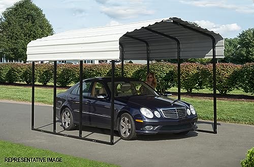 Arrow Carports Galvanized Steel Carport, Compact Car Metal Carport Kit, 10' x 24' x 9', Eggshell