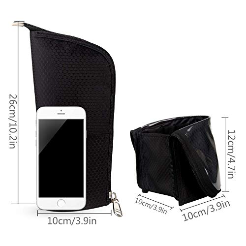 Makeup Brush Case Travel Makeup Brush Holder Large Makeup Brush Bag Professional Cosmetic Bag Artist Storage Bag Essentials Stand-up Foldable Makeup Cup Waterproof (Black, Large)