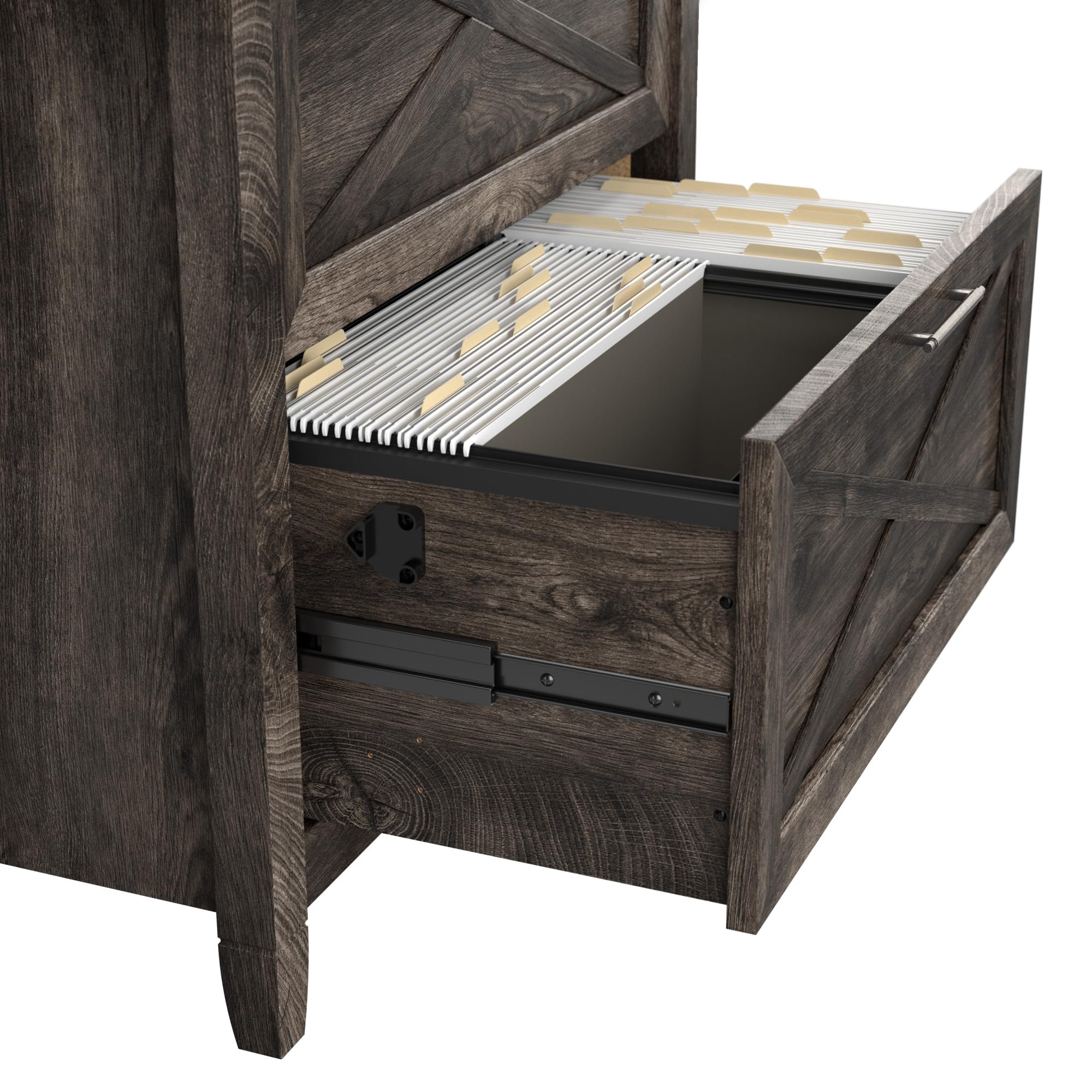 Bush Furniture Key West 2 Drawer Lateral File Cabinet in Dark Gray Hickory | Document Storage for Home Office | Accent Chest with Drawers