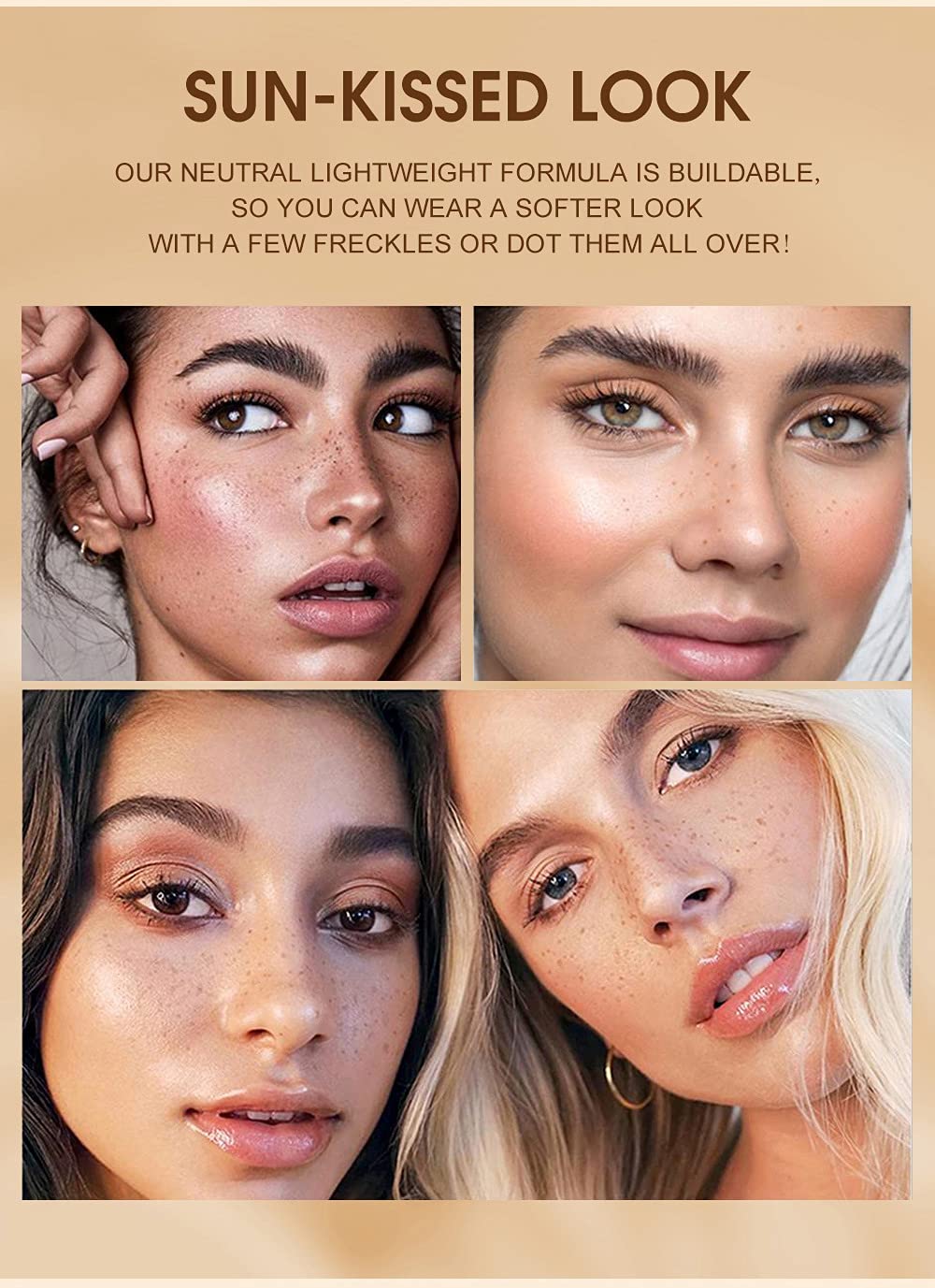 Aaiffey 2 Colors Freckle Pen Waterproof Long-lasting Quick Dry Small Spot Natural Lifelike Freckle Makeup Pen (Dark Brown+Light Brown)