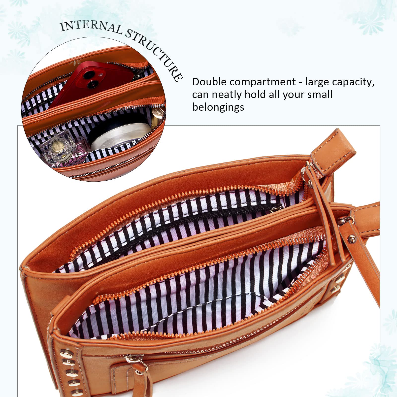 ACUARIO Small Crossbody Bags for Women-PU Leather Handbag Shoulder Strap Bags Purses