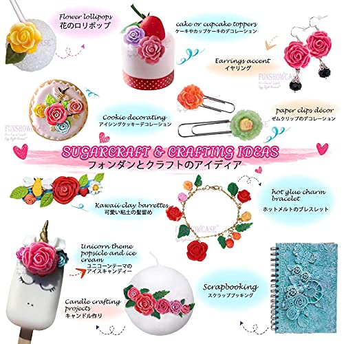 Funshowcase 32 Cavity Roses Flower Fondant Candy Silicone Mold for Sugarcraft Cake Decoration, Cupcake Topper, Polymer Clay, Soap Wax Making, Resin Jewelry Casting Crafting Projects