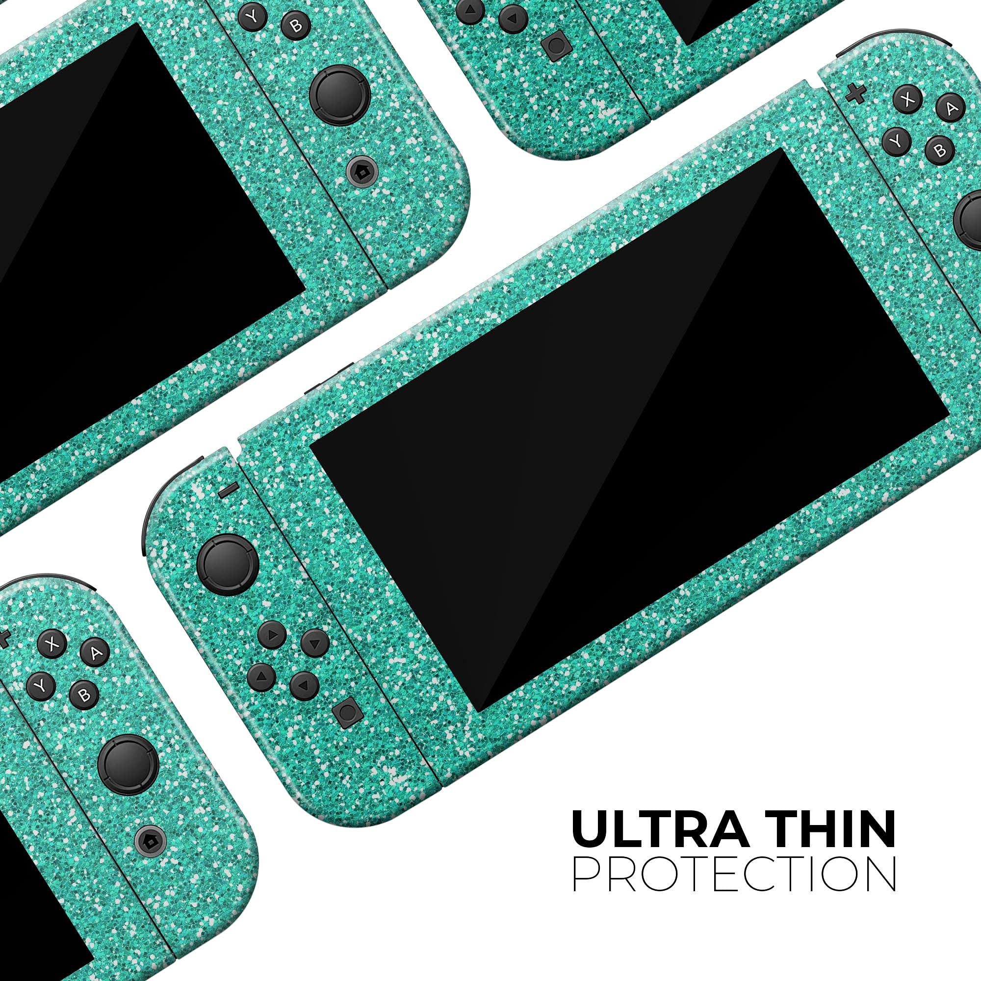Design Skinz - Compatible with Nintendo Switch OLED Console + Joy-Con - Skin Decal Protective Scratch-Resistant Removable Vinyl Wrap Cover - Sparkling Teal Ultra Metallic Glitter