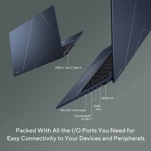 ASUS Zenbook 14 Laptop, 14β WQXGA Display, Intel Core i7-1360P CPU, Intel Iris Xe Graphics, 16GB RAM, 1TB PCIe SSD, Windows 11 Home, Ponder Blue, UX3402VA-DS74