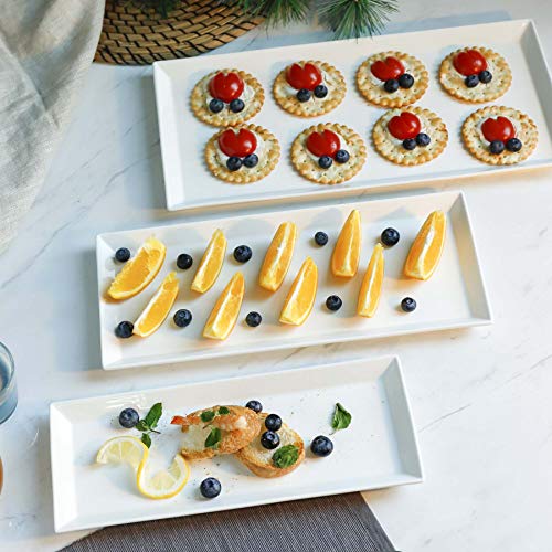 Sweese 706.101 White Serving Platters for Entertaining - Rectangle Porcelain Serving Plates - Excellent as Trays for Serving Food, Fruit, Appetizers in the Paty - Set of 3