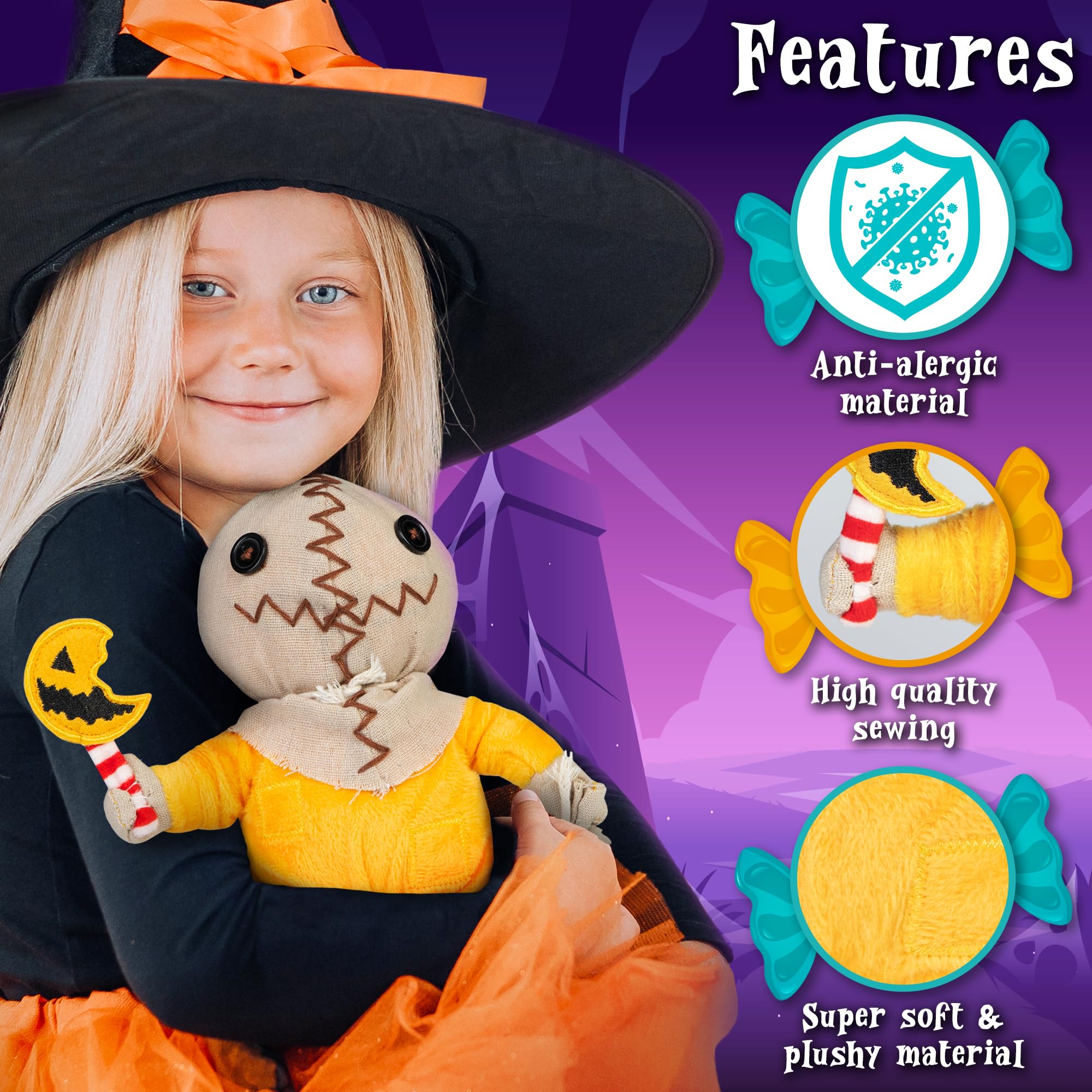 8" Sam's Trick-or-Treat Plush: Halloween Doll for Spooky Decorations and Collectors, Stuffed Animal Design