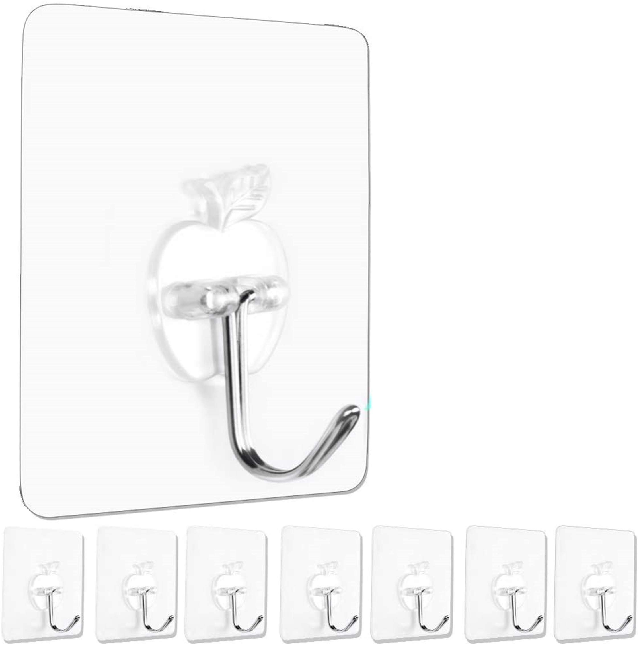 KK5 Wall Hooks 13.2lb(Max) Utility Stainless Steel Hook for Towel Bathrobe Coats Bathroom Kitchen Transparent Heavy Duty Hooks for Hanging & Ceiling Hanger