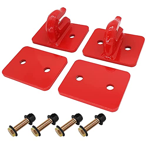 EBESTTECH 2 Pack 3/8"" Tractor Bucket Tow Hook 15000lbs Break Strength Bolt on Grab Hook for John-Deere Truck UTV ATV Tractor Bucket with Backer Plate and Grade 70 Forged Steel,Red