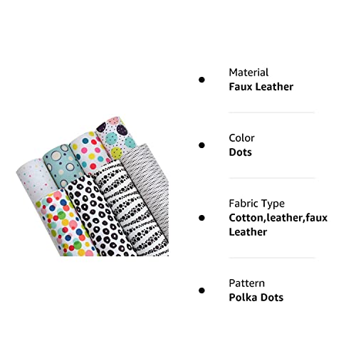 8 Pieces 8x12 Inch(21x30cm) Dots Pattern Printed Faux Leather Fabric Sheets Cotton Back for Leather Bows and Earrings Making, Each Sheet Per Pattern, in Total 8 Sheets