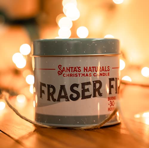 Santa's Naturals Fraser Fir Christmas Candle | Fresh Cut Christmas Tree Fragrance | Sustainably Sourced Soy and Beeswax | 30 Hour Burn Time | 9oz