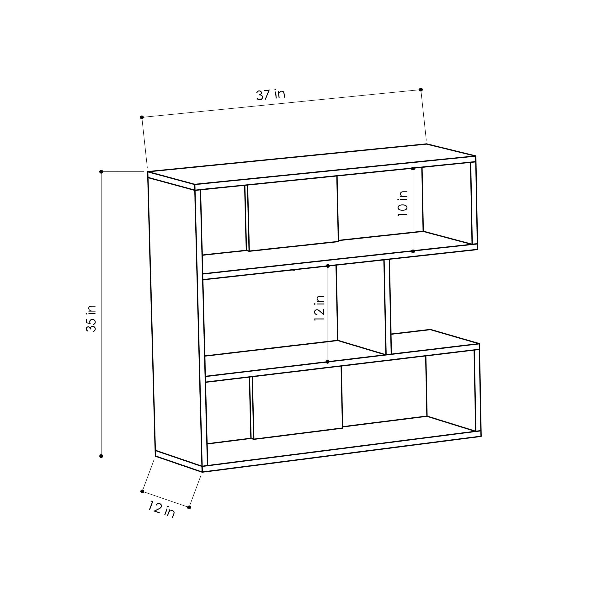 Ada Home Décor Beethoven Bookcase, 35.04'' x 46.3'' x 11.81'', White &