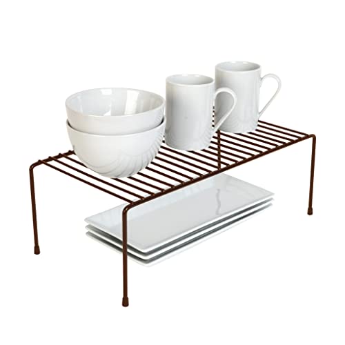 Smart Design Classic Storage Shelf – Large (8.5 x 16 in.), Bronze – Sturdy Steel Pantry Organizer with Rust-Resistant Finish and Non-Slip Feet for Easy Home Organization and Storage