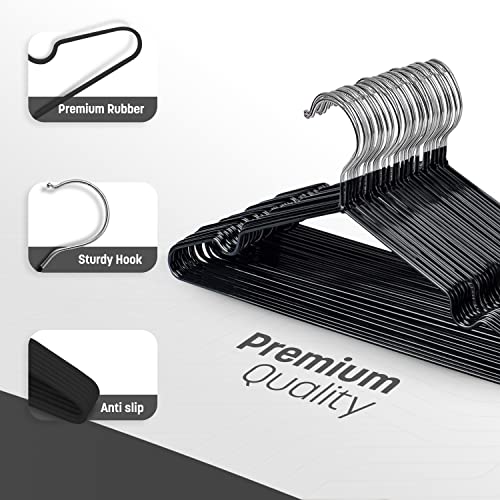 KEPLIN Rubber Coated Metal Clothes Hangers - 20 Pack, Premium, Heavy Duty Metal Hangers for Clothes - Space Saving Coat Hanger for Closet, Racks and Rails
