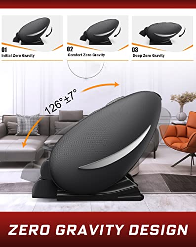 BILITOK Massage Chair Recliner with Zero Gravity, Full Body Massage Chair with Heating, Bluetooth Speaker, Airbags, Foot Roller, Touch Screen, Space-Saving for Office,Faux Leather (Black)