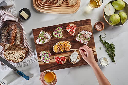 Sonder Los Angeles, Large Walnut/Cherry/Maple Wood Cutting Board for Kitchen, Charcuterie Wooden Board, Sorting Compartment, Reversible 17x13x1.1 in (Gift Box Included)