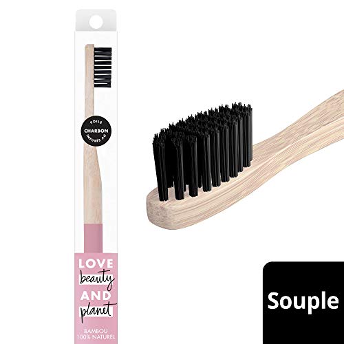Love Beauty And Planet Manual Toothbrush Soft Vegan Handle, Natural Bamboo Handle, Charcoal Infused Bristles, Vegan Certified x 1