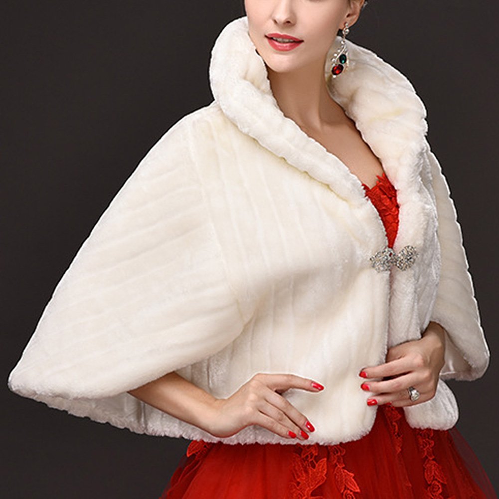 BIBOSS Faux Fur Shawls and Wraps,Thicken Winter Warm Scarf Wrap Shawl Shrug Fur Stole for Wedding Evening Party Prom Banquet