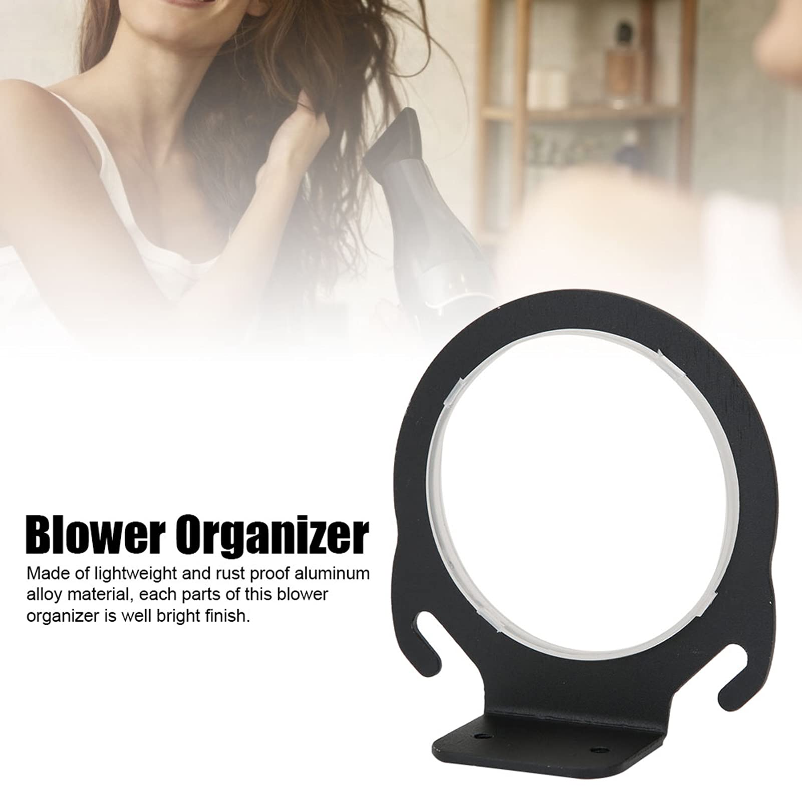 Blower Organizer, Hair Dryer Holder, Aluminum Alloy Material Practical Home Homestay Bathroom Hotel(9481BS matte black hair dryer)