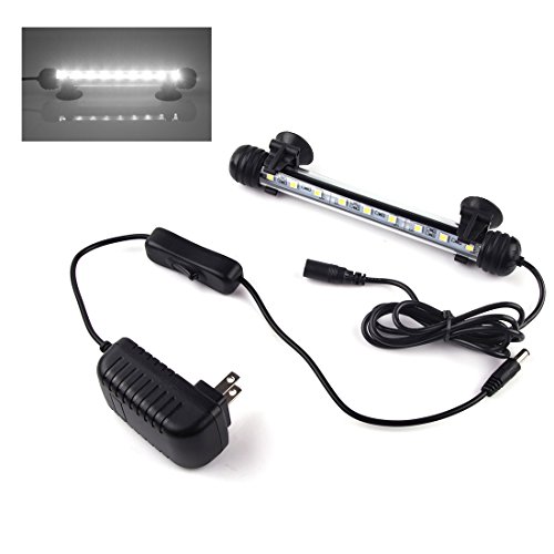 LED Aquarium Light, Smiful Fish Tank Light Submersible Underwater Crystal Glass LEDs Lights, 7.5"- White