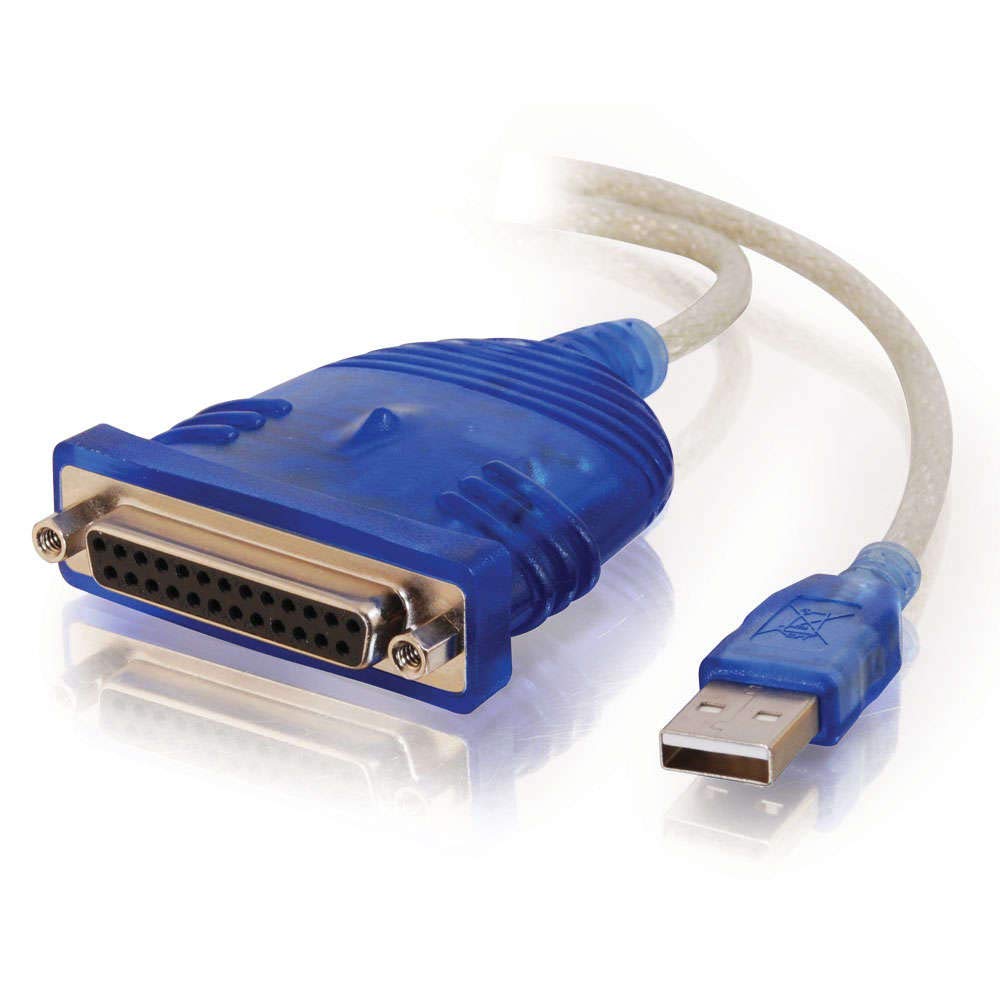 C2G Legrand USB to DB25 Cable, Adapter Convert Cable, 6 Foot USB to Parallel Printer Cable, Printer Adapter Cable, Beige and Blue Printer Adapter, 1 Count, C2G 16899