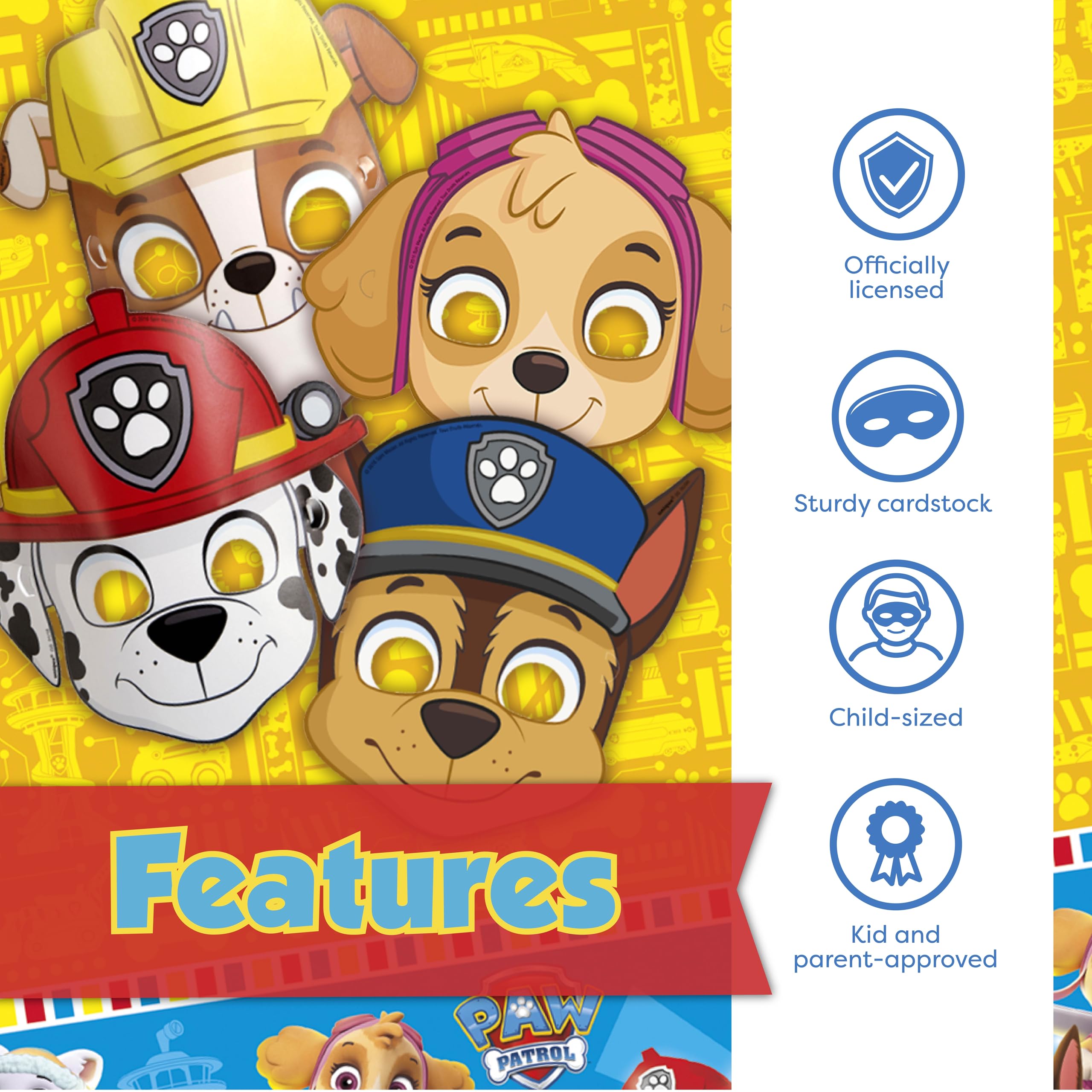 Unique Paw Patrol Masks for Kids Birthday Party Favors and Decorations with Buttons - 16 Pack