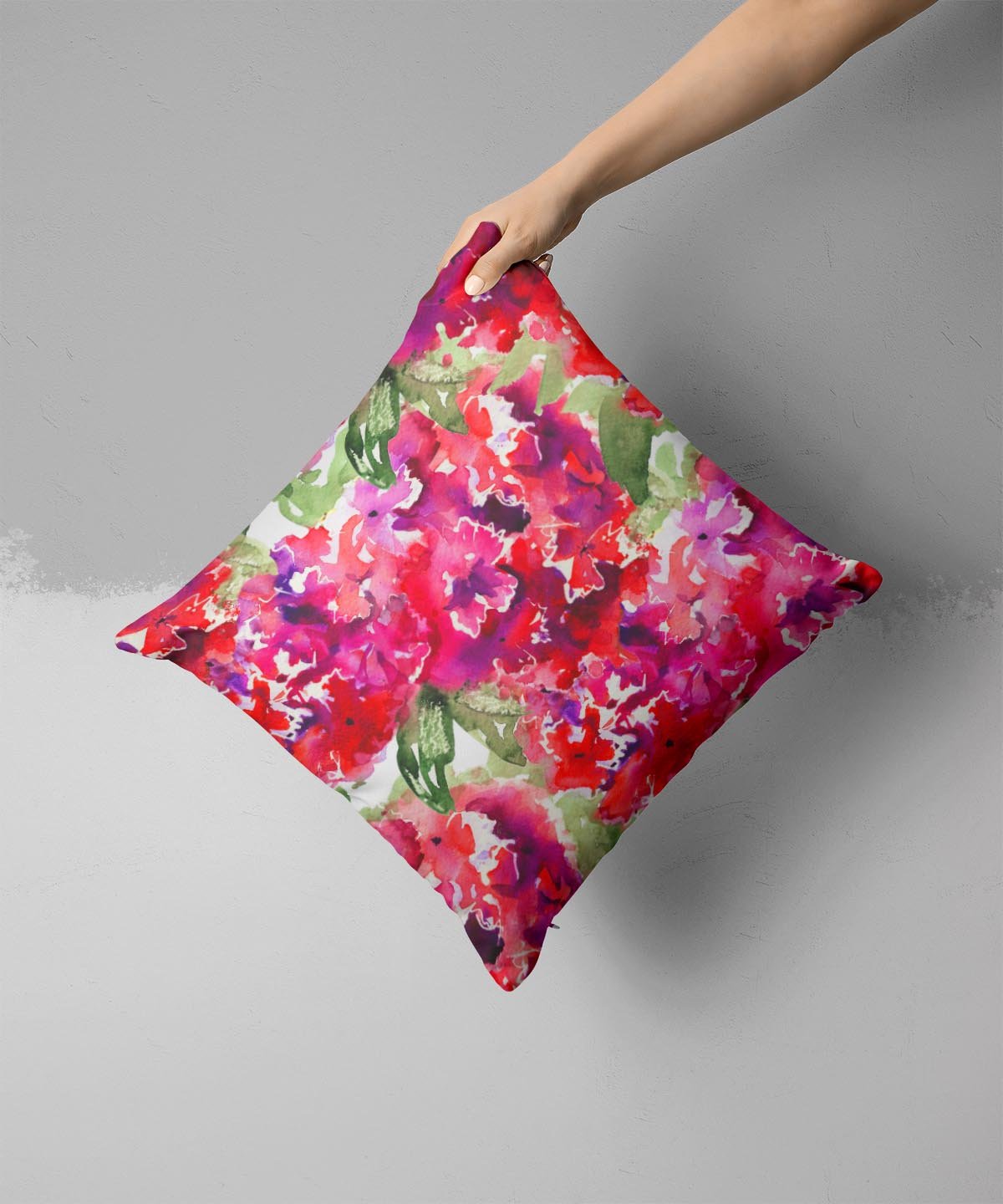 iiRov Summer Design Ink-Fuzed Decorative Throw Pillow - Tropical Hydrangea Flowers