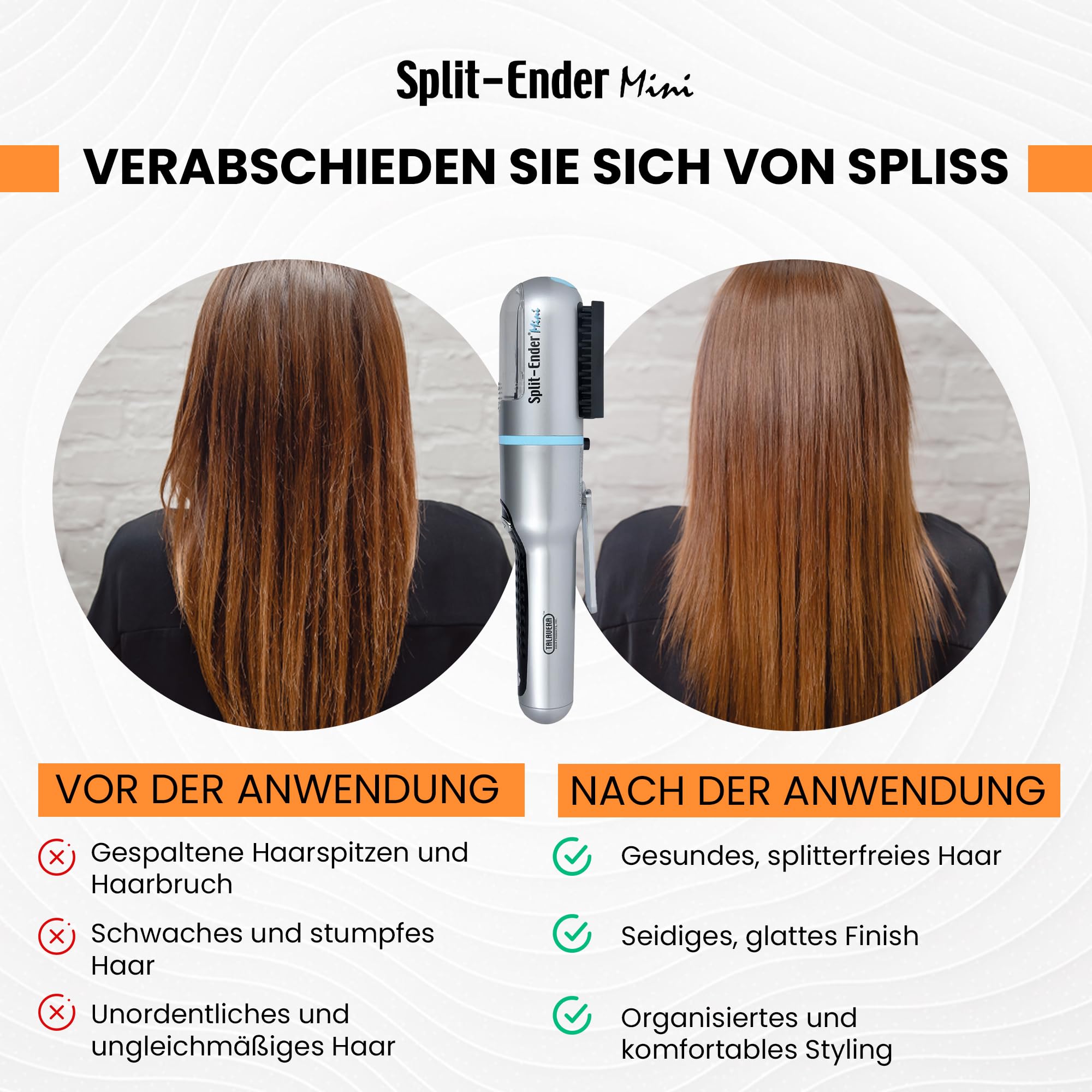 Split-Ender Mini - The Original Cordless Split End Hair Trimmer Automatic 3 AAA Battery Home Care Clipper 2-in-1 for Dry Damaged Splitting Broken Brittle Straight Curly Frizzy Beauty Styling - Blue