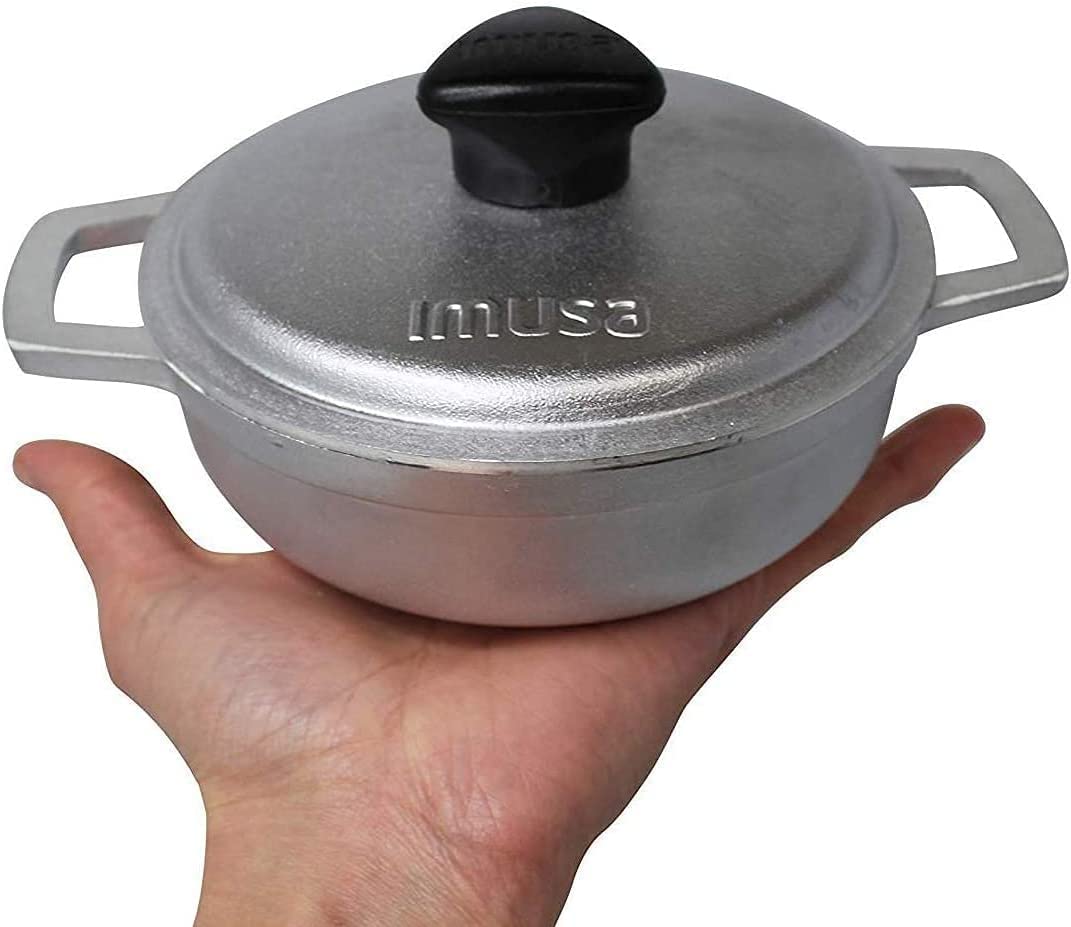 IMUSA USA (12 PACK) 0.7Qt Traditional Colombian Mini Caldero (Dutch Oven) for Cooking and Serving, 0.7 Quart, Silver (GAU-80560KIT)