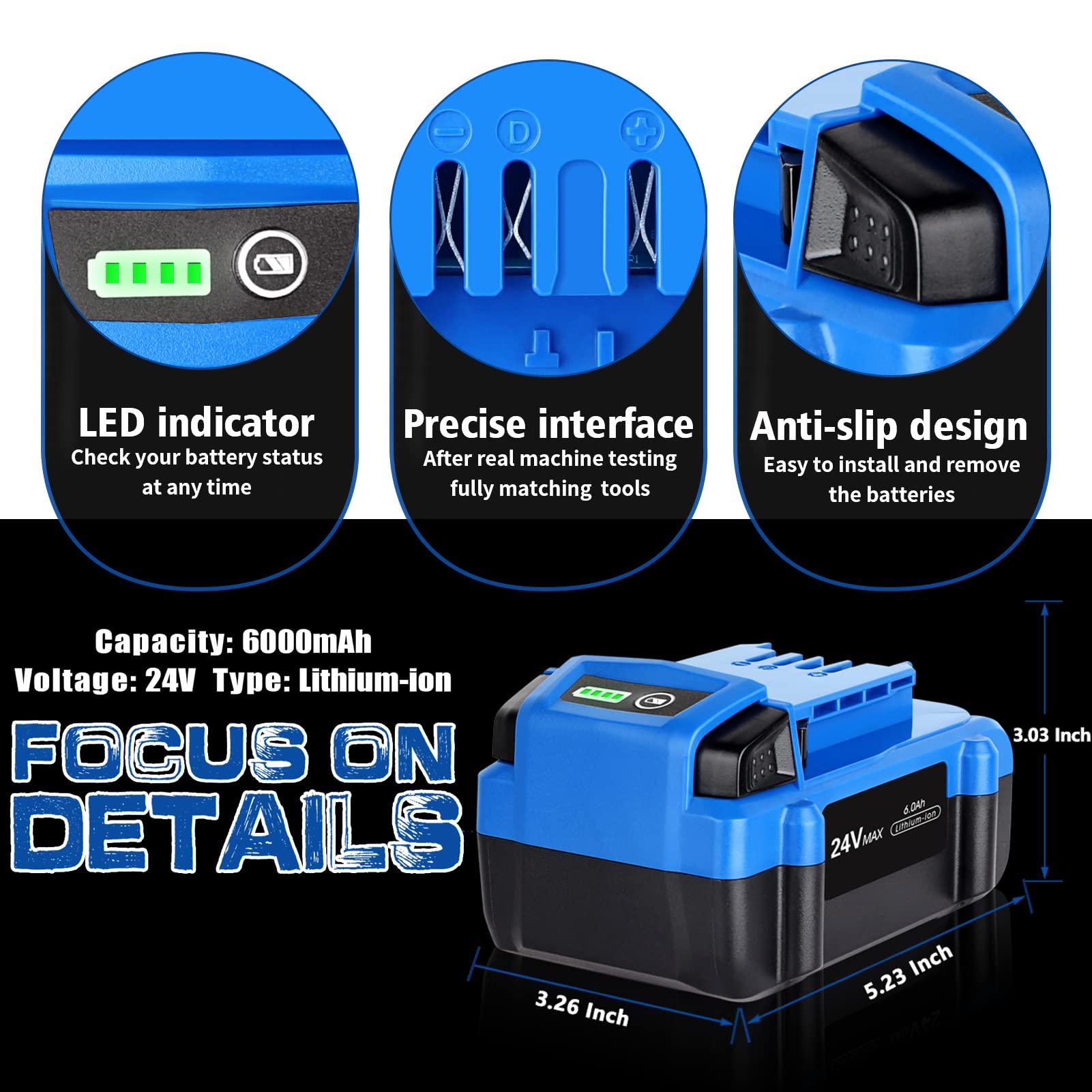 TenHutt 【Upgrade】 6.0Ah Replace Battery for Kobalt 24V Battery MAX KB624-03 KB524-03 KB424-03 KB224-03 KB124-03 0673802 Cordless Tools Lithium Ion Battery[Can't FIT Snow Joe &Sun Joe &Chain Saw]
