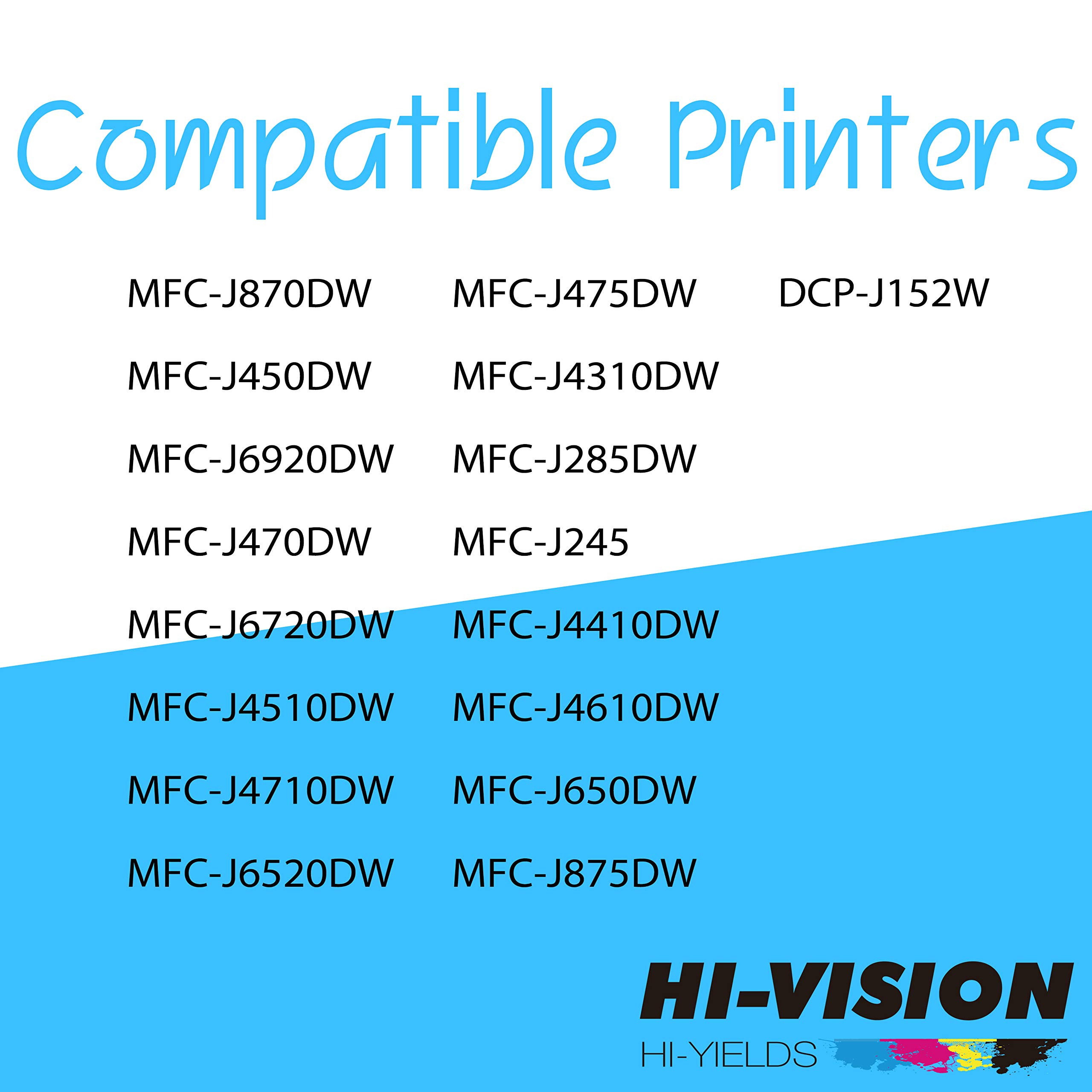 HI-Vision® 8 Pks Compatible LC-103 LC103 XL High Yield 2X(Black,Cyan,Yellow,Magenta) Ink Cartridges Replacement for DCP-J152W,MFC-J245,J285DW,J450DW,J470DW,J475DW,J650DW,J870DW,J875DW Printer