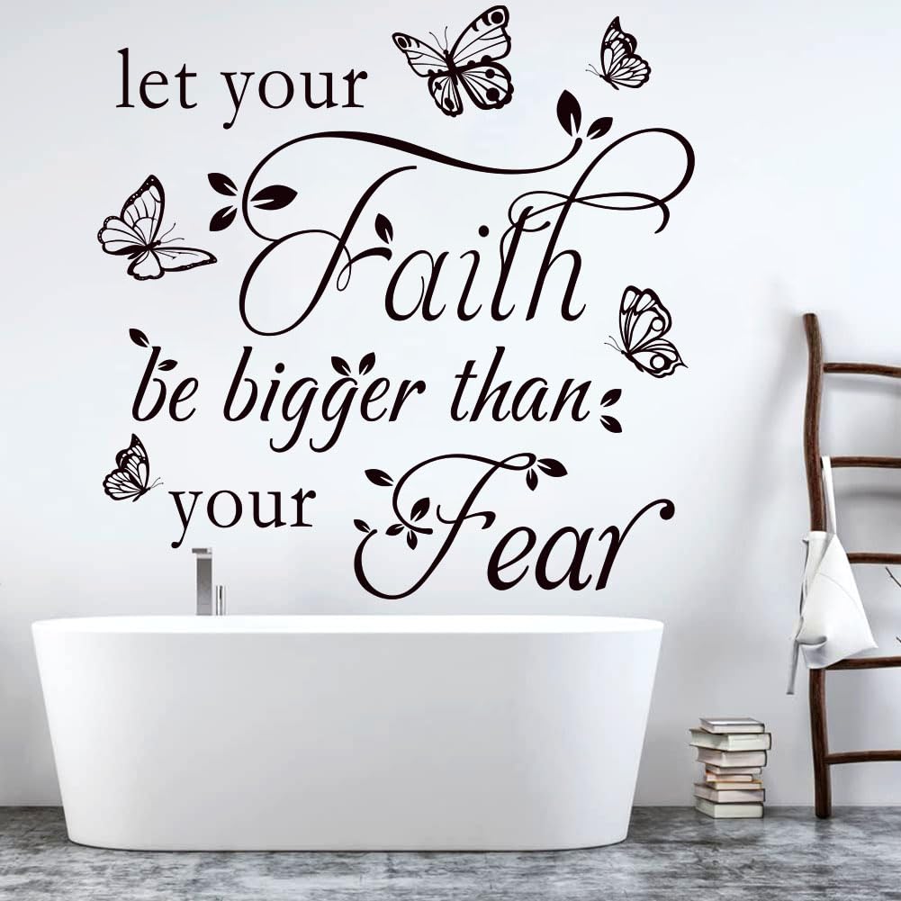 Inspirational Wall Decal Sticker Quotes Vinyl Wall Stickers Let Your Faith Be Bigger Than Your Fear Motivational Saying Positive Quote Handwriting Art Letters Home DƩcor