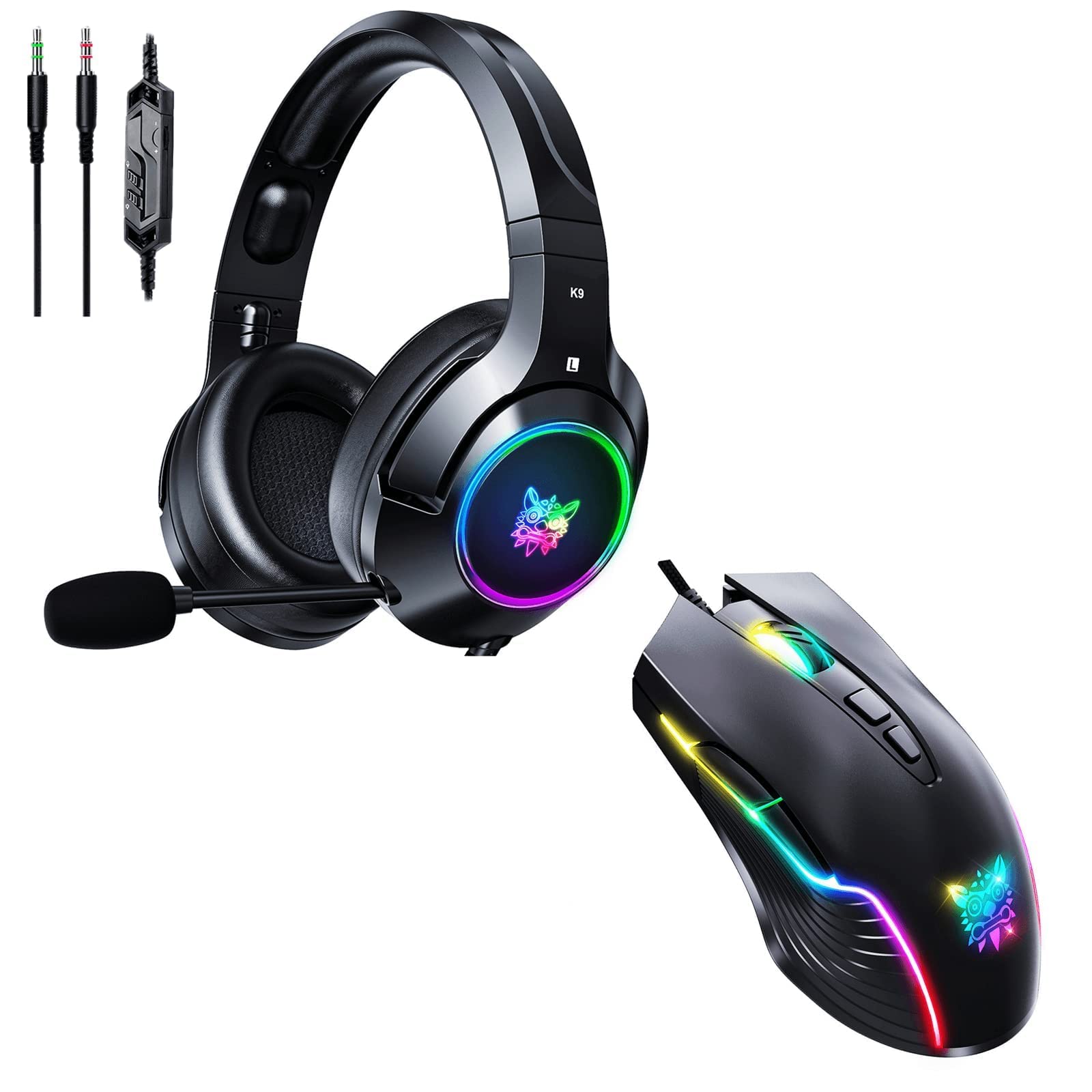 Ajsaki K9 Gaming Headset and 905 RGB Gaming Mice Bundle, 2 Pack