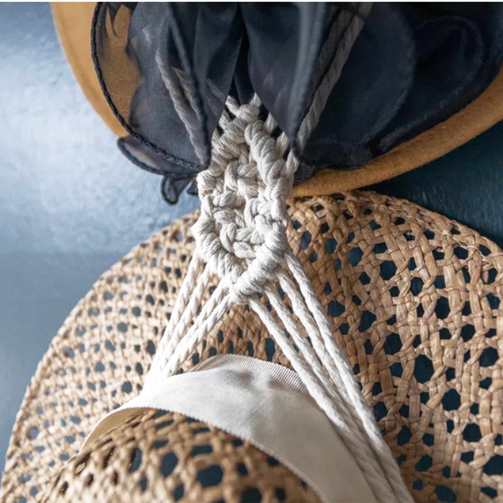 SVICCOOKQ 2Pcs Macrame Hat Hanger, Boho Hat Hangers for Wall, Decorative Bohemian Hand Weaving Hat Rack for Wide Brim Fedoras Caps - 78.74 Inches
