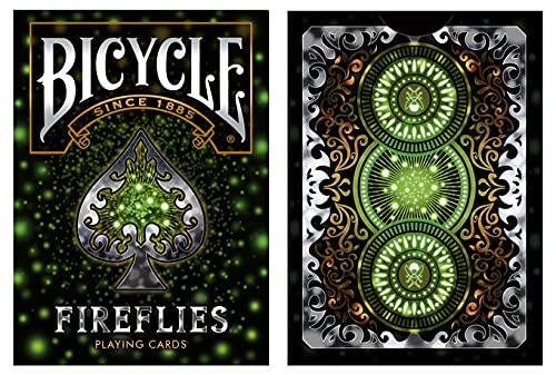Bicycle Playing Cards Fireflies Design | Limited Edition Deck Pitch-Black with Glowing Effects, Silver