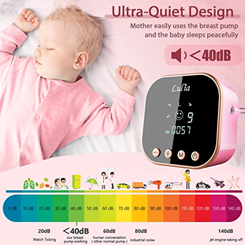 Double Electric Breast Pump with 10 Breastmilk Storage Bags, 2 Flanges and Milk Extractor, Breastfeeding Pump with 4 Modes, 9 Levels, Portable Breast Pump Strong Suction Power, Quiet, Pain Free(Pink)