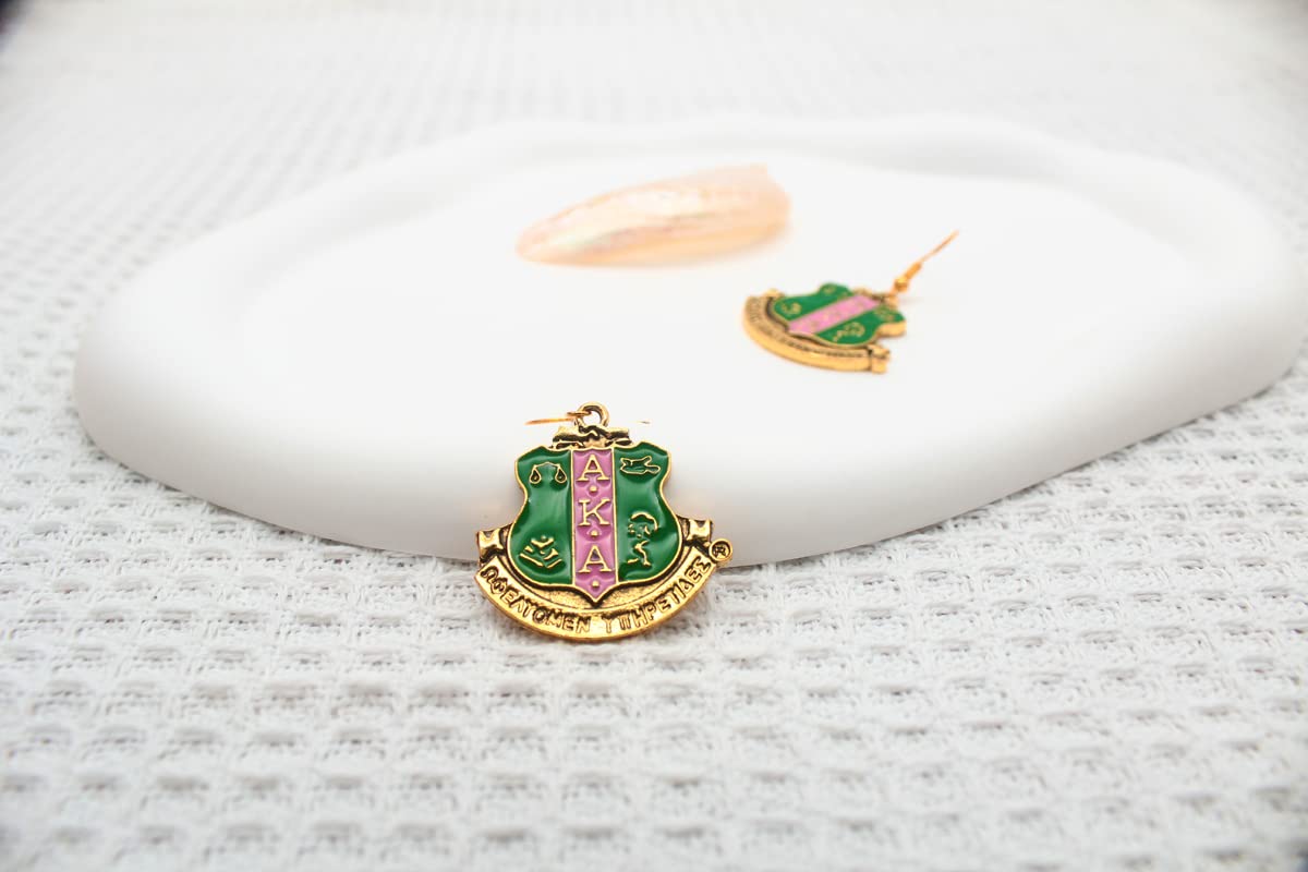 AKA Earrings for Women Girls Sorority Gift Jewerly Dangling Earrings with Pink Gift Box