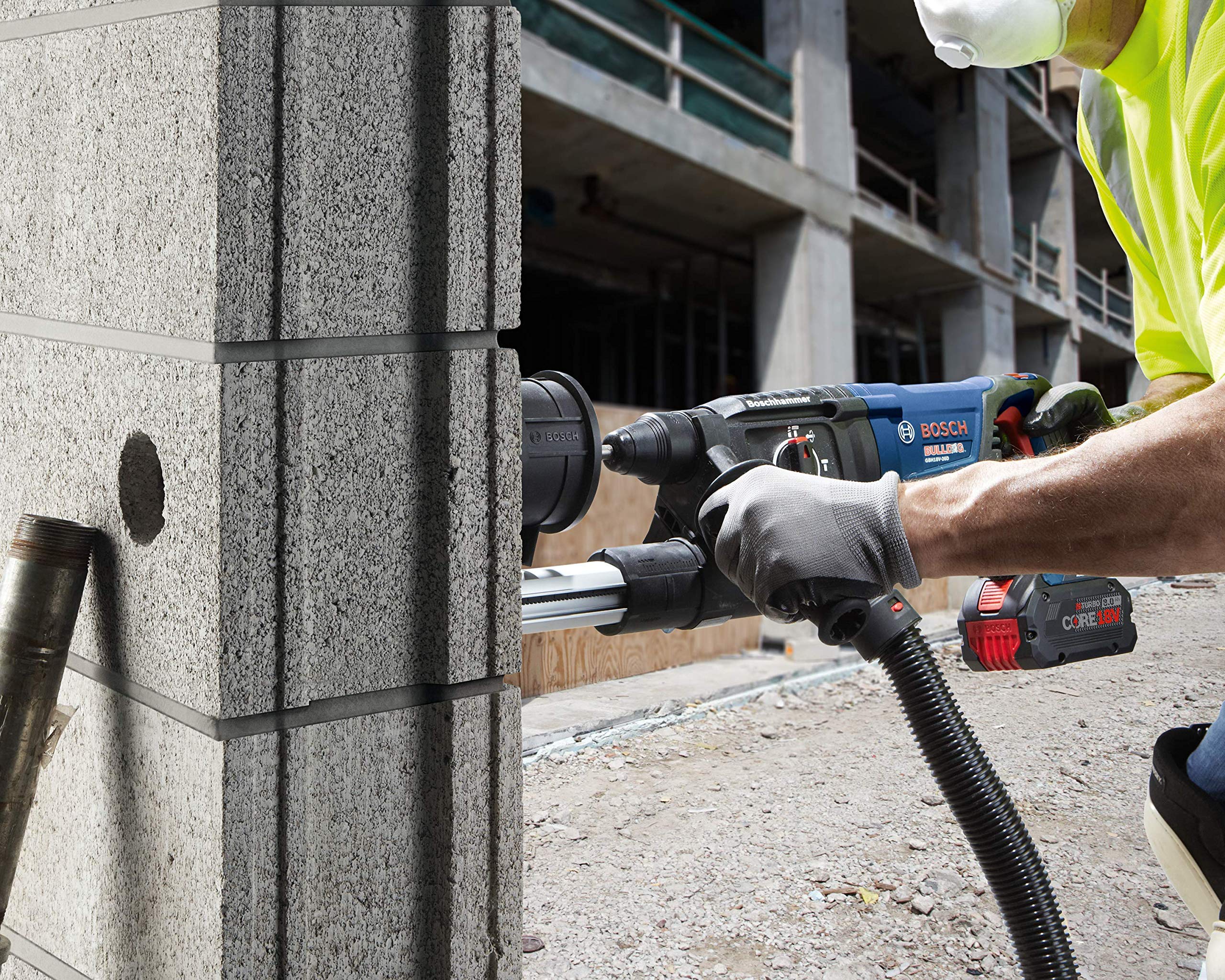 Bosch GBH18V-26DK15-RT 18V EC Brushless Lithium-Ion SDS-Plus Bulldog 1 in. Cordless Rotary Hammer Kit (4 Ah) (Renewed)