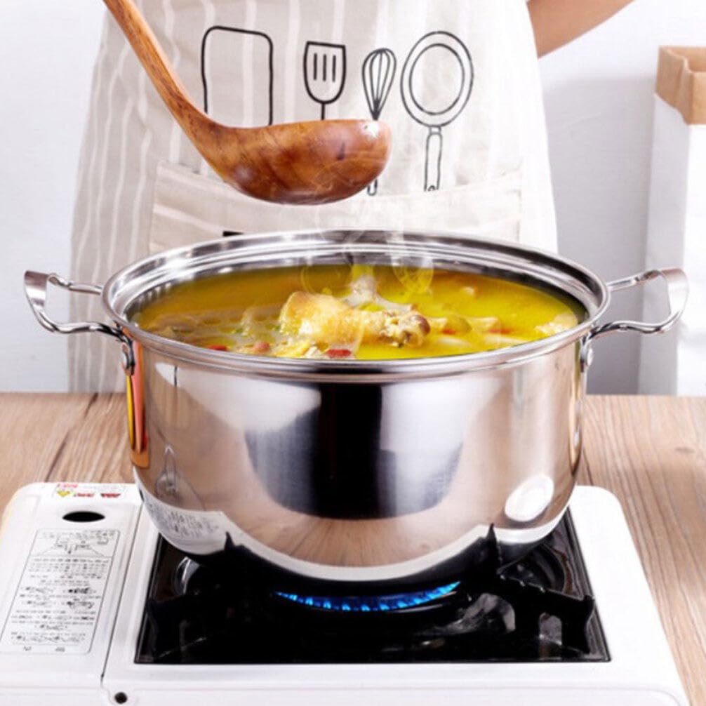 Ciieeo Stainless Steel Stockpot with Glass Lid Multipurpose Stock Pot Heavy Duty Soup Pasta Canning Pot Boiling Stew Induction Pot Nonstick Cooking Pot Sauce Pot 16cm